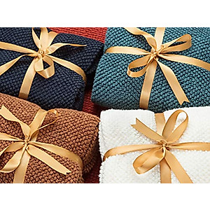 Chanasya Textured Knitted Rust Brown Throw Blanket with Tassels - Soft Bohemian Farmhouse Chic Accent Throws - Decorative for Sofa Couch Bed Living Room Camel Brown (50x65 Inch) Boho Cashew Blanket