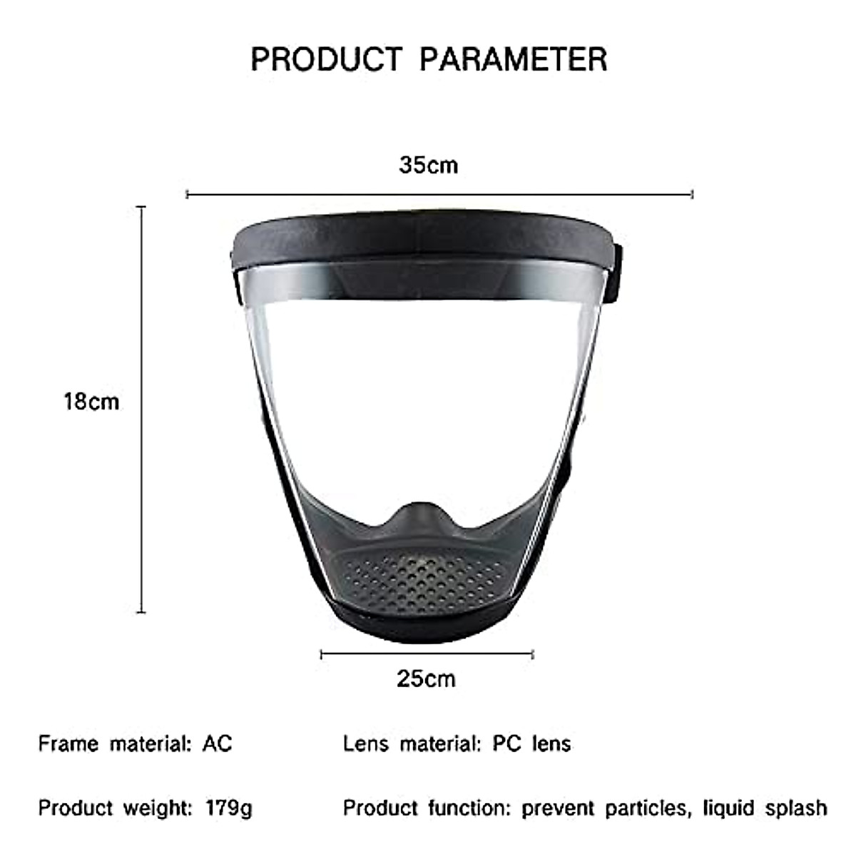 Super Protective Face Shield,Anti-Fog Full Face Shields for Work,High-Definition Plastic Face Protection for Adults (Black)