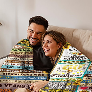 Amxieui 60th Birthday Gifts for Women, 60 Year Old Blanket Gifts Ideas, Funny Womens 60th Birthday Decorations Gifts, Happy 60th Birthday Gift for Mom,Sister, Wife