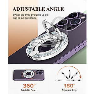 GVIEWIN Bundle - Compatible with iPhone 13 Case (Magnolia/White) + Magnetic Phone Ring Holder (Glitter/Silver)