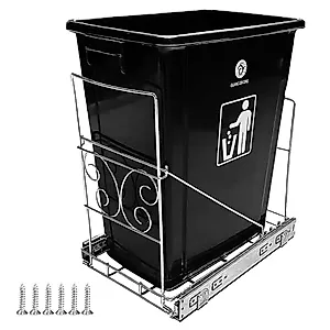 Luvitory Pull Out Trash Can Under Cabinet, Under Sink Trash Can, Adjustable Cabinet Trash Can Pull Out Kit, Cabinet Garbage Shelf Pull Out for Kitchen Counter-Trash Can Not Included