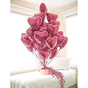 12Pcs Heart Shape Foil Balloons, 18" Balloons Aluminum Foil Decorations Suitable for Birthday Parties, Weddings, Engagement Parties, Valentine's Day Decorations, Celebrations, Anniversaries (Pink)