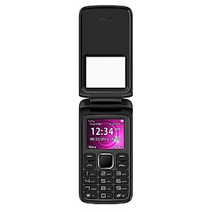 BLU Zoey Flex Z130 Unlocked GSM (AT&T + T-Mobile) Dual-SIM Flip Phone w/Quick-Glance Window - Black