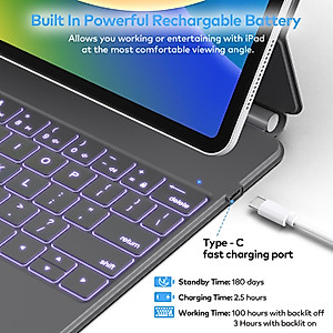Keyboard Case for iPad Air 13 (M3 2025 / M2 2024) and iPad Pro 12.9 inch 6th / 5th / 4th / 3rd Generation – Magic-Style Magnetic Keyboard Case with Multi-Touch Trackpad – Floating Cantilever Stand