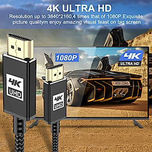 sweguard HDMI Cable 10ft [4K@60Hz, 1080P@144Hz], 4K HDMI 2.0 Cable High Speed 18Gbps Gold Plated Nylon Braided Supports HDR,HDCP 2.2, 2160P,3D,ARC for Roku TV PS5 PS4 Xbox HDTV Blu-ray&Monitor-Black