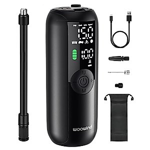 Tire Inflator Portable Air Compressor, Electric Bike Tire Pump with Gauge, Air Pump for Car Tires, 150PSI, Mobile Air Compressor for Car, Motorcycle, Electric Bike, by Woowind