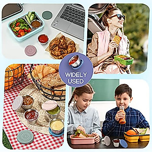 [8 Pack] Salad Dressing Container To Go, 2.4oz Small Condiment Containers with Lids, Reusable Stainless Steel Sauce Cups Containers, Leakproof Silicone Lids for Lunch Bento Box, Picnic and Travel