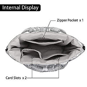 BBCREAT Medium Puffer Crossbody Bag for Women, Handbag Bucket Bag Purse with Drawstring Lightweight Fashion Soft Bag Trendy