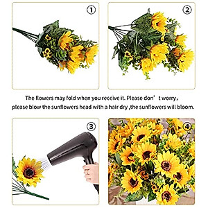 AmyHomie Artificial Flowers, Artificial Sunflower Bouquets, Fake Wildflowers for Baby Shower Home Wedding Spring Decor, Bride Holding Flowers,DIY Garden Craft Art Decor