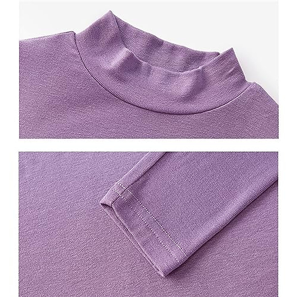 Toddler Girl Solid Color Turtleneck T Shirt Long Sleeve Base Shirt Inside for 1 to 8 Years Old Tops (Purple, 6-7 Years)