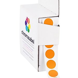 ChromaLabel 0.50 Inch Round Label Permanent Color Code Dot Stickers, 1000 Labels per Dispenser Box, Orange