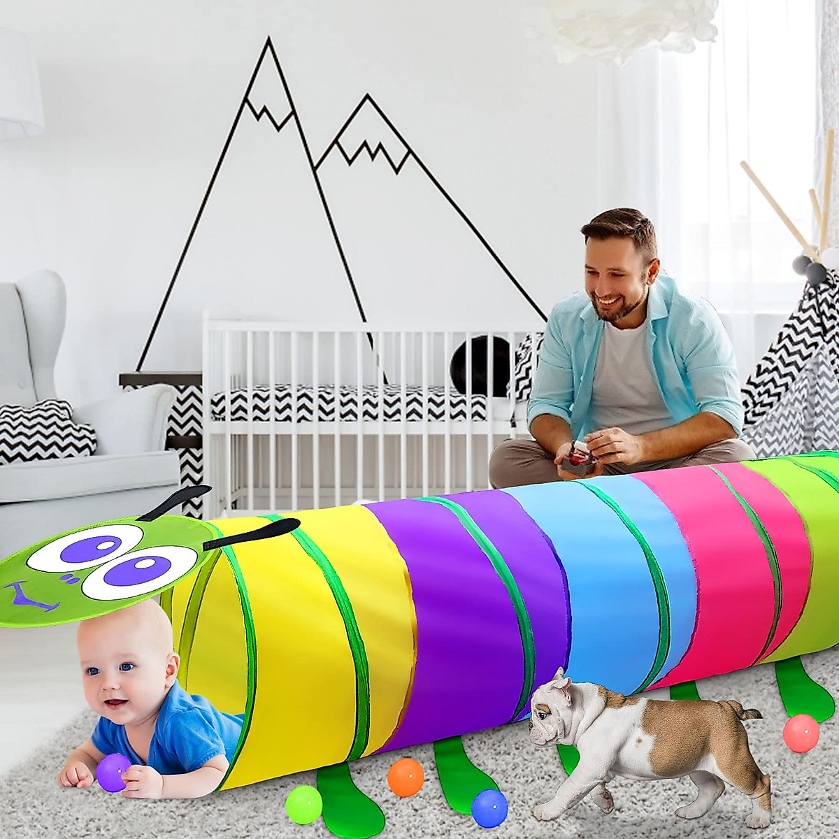 Kids Play Tunnel for Toddlers 1-3, Toys for 1 2 3 4 Year Old Girl Boy Birthday Gift, 6 Foot Pop Up Baby Crawling Tunnel Toys, Indoor Outdoor Toddler Toys for Infant Children or Dog
