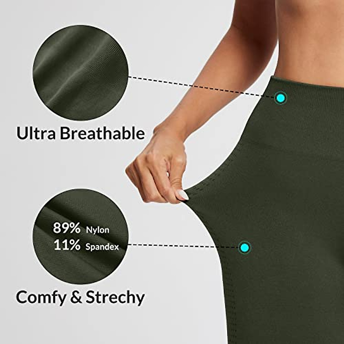 baleaf Seamless Workout Leggings for Women Scrunch Butt Lifting Workout Leggings Yoga Pants, High Waisted Tummy Control Fitness Active Army Green S