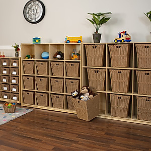 Contender 16 Big Cubby Section Storage Cabinet, Multipurpose Montessori Shelves for Mobile Storage of Toys, Craft Supplies in Natural Finish, Made in USA