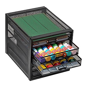 Mind Reader File Storage Drawers, Desk Organizer, Multi-Purpose, Crafts, Office, Metal Mesh, 11"L x 14"W x 11"H, Black, 5 Drawer