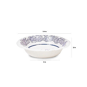 DHG PROFESSIONAL Pack of 42 Counts Beautifully Designed Blue Floral Paper Bowls - Luxury Disposable Tableware for any Occasion (20oz Bowl)