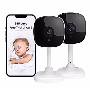 WiFi Indoor Camera for Home Security,1080P Plug in Camera for Baby Monitor,Privacy Mode, Audio&Video Recording,Night Vision,Cloud& Micro SD Card Storage,Alexa&Google Assistant Support (2.4G WIFI)