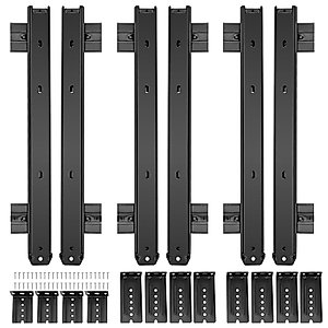 ZOENHOU 3 Pairs 14 Inch Black Keyboard Tray Slides, 22 LB Heavy Duty Ball Bearing Slides Hardware, Computer Tray Keyboard Slider Under Desk Rails Rack with 24 Adjustable Height Bracket and 48 Screws