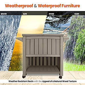 SereneLife 80 Quart Rolling Cooler Ice Chest, Portable Patio Party Bar Drink Cooler Cart on Wheels, Beverage Cart for Pool, includes Ice Bucket, Bottle Opener, and Shelf