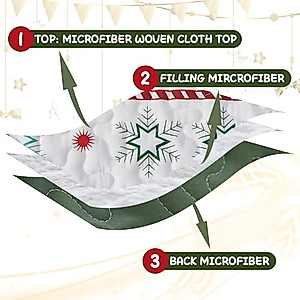 Christmas Quilt Set Queen, 3 Pieces Christmas Bedding Coverlet Queen Size, Green Bedspread with Xmas Tree Pattern New Year Bedroom Decoration for Family Friends