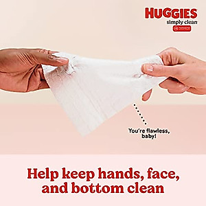 Baby Wipes, Unscented, Huggies Simply Clean Fragrance-Free Baby Diaper Wipes, 11 Flip Lid Packs (704 Wipes Total)