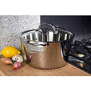 Viking Culinary Contemporary 3-Ply Stainless Steel Dutch Oven, 5.2 Quart, Includes Glass Lid, Dishwasher, Oven Safe, Works on All Cooktops including Induction