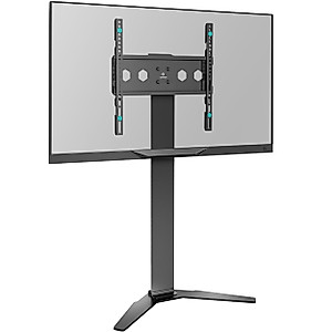 ONKRON Swivel Floor TV Stand Tempered Glass for 30" - 60" TV & Screen, Minimalist TV Stand Floor Standing up to 90 lbs, Bedroom TV Stand Adjustable Height Max VESA 400x400/TV Stand (26-65" / 77 lbs)