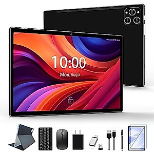 Tablet 10.1 Inch Android 12 Tablets 2023 Latest Android Tablet 128GB ROM+16GB RAM (8+8 Virtual), 2 in 1 Tablet with Keyboard, Powerful Octa-Core+13MP Camera, 1TB TF Expandable, FHD WiFi Tablet PC