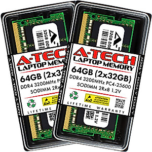 A-Tech 64GB Kit (2x32GB) RAM for Lenovo Legion 5/5i Gaming Laptop | DDR4 3200MHz PC4-25600 SODIMM 2Rx8 1.2V 260-Pin Non-ECC SO-DIMM Memory Upgrade