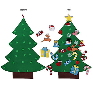 AerWo DIY Felt Christmas Tree Set + 26pcs Detachable Ornaments, Kids Wall Hanging Xmas Gifts for Christmas Decorations