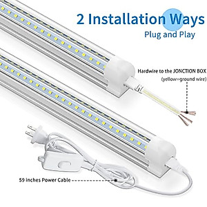 JESLED LED Shop Light 4FT, 36W 4500LM 6500K Cool White, T8 Integrated LED Light Fixture, High Output, V-Shape, Linkable 48'' LED Tube Lights for Garage, Workshop, Warehouse (6-Pack)