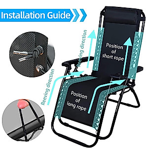 Zero Gravity Chair Replacement Cord Bungee Beach Chair Laces Antigravity Chair Replacement Cords Patio Recliner Chair Repair Cord Professional Nylon Elastic Rope for Outdoor，Lounge Chairs-4 Cords