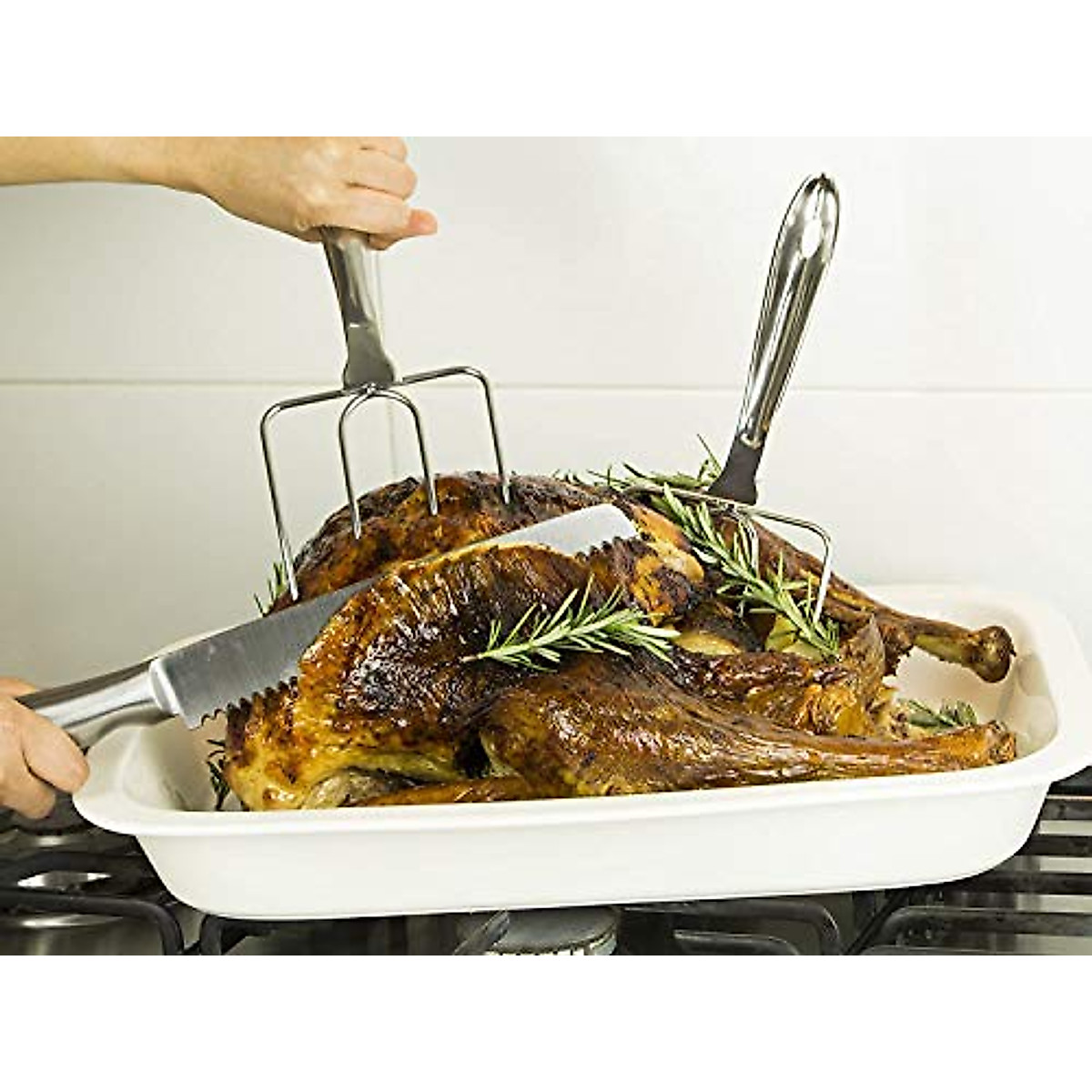 i Kito Stainless Steel Turkey Lifter,Set of 2 Heavy Roasted Turkey Meat Forks for Thanksgiving