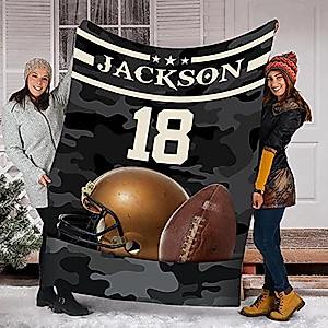Personalized Football Blanket, Football Lover Blanket, Football Lover Gifts, 2021 Blanket, Sport Blanket, Sport Lover Gifts For Son Men Kid Cozy Plush Fleece Blanket size 50x60 inchGifts for Women, Me