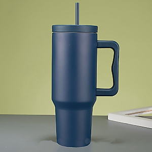 Buckshee 40 oz Tumbler With Handle and Straw Lid, Double Walled Vacuum Sealed Stainless Steel Insulated Travel mug, Travel Thermos for Hot and Cold Beverages (Dark blue)