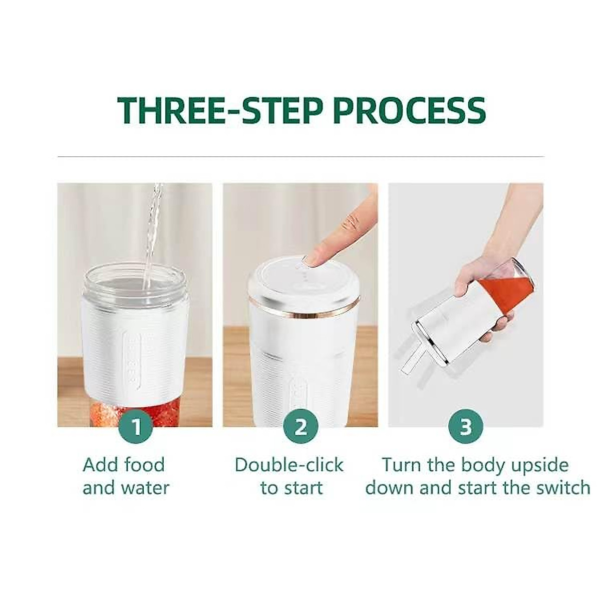 Portable Blender, Blender for Shakes and Smooties with Rechargable USB, Multifunctional Mini Blender