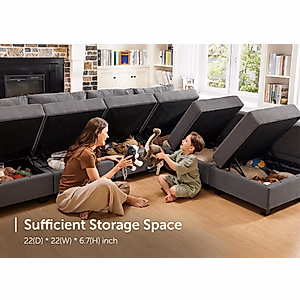 HONBAY Modular Sleeper Sectional Sofa Sectional Sleeper Couch with Storage Ottoman Reversible Modular Sofa for Living Room Dark Grey