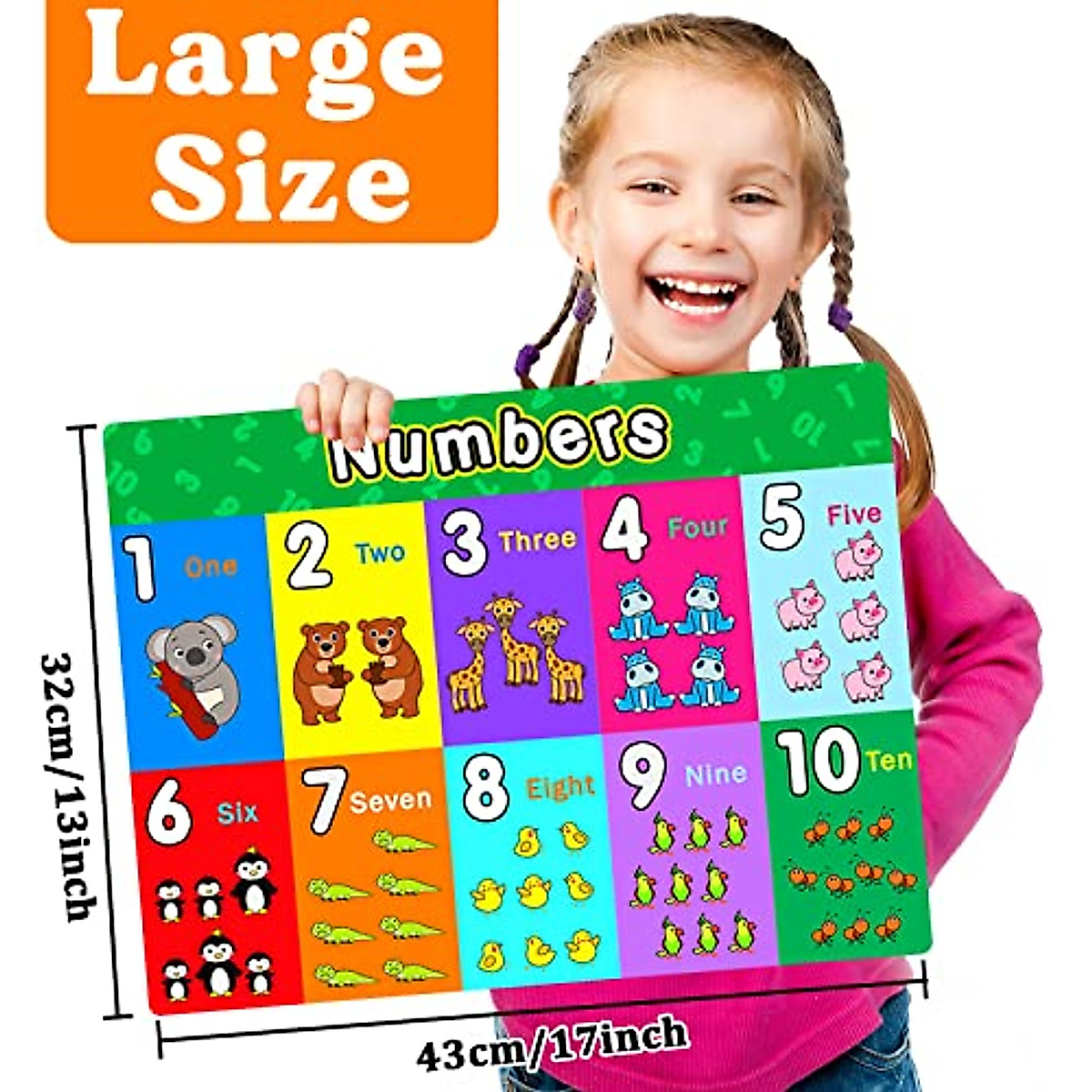 Educational Preschool Placemats for Kids Set of 6 Reusable Plastic Toddler Placemat Non Slip Washable Children Montessori Eat Table Mat for Nursery Homeschool Kindergarten Classroom Dining Table