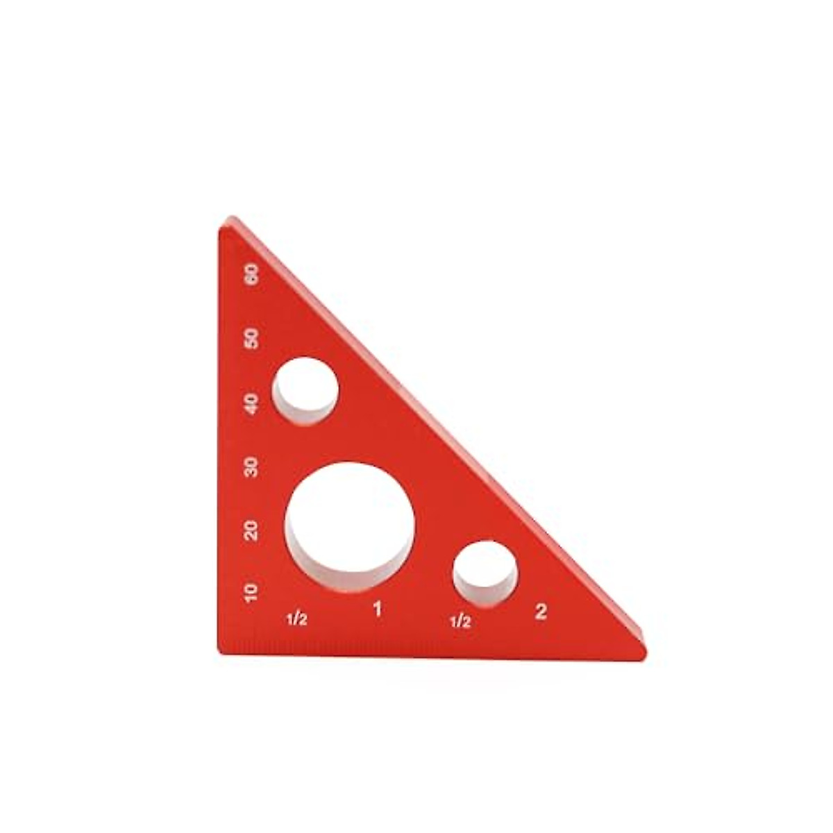WEITARI Aluminum Alloy Triangle Ruler, 45 Degree Angle, DIY Woodworking Height Measuring Gauge, 65mm (Red)