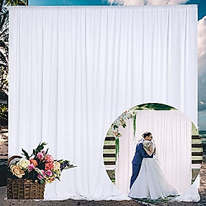 White Backdrop Curtains for Parties 10 ft x 10 ft Polyester Backdrop Curtain Panels for Wedding Baby Shower Birthday Gathering