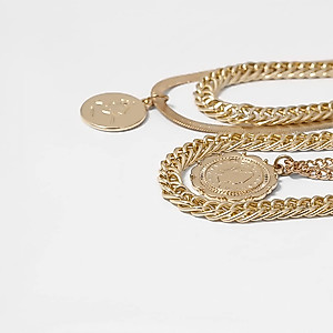 GDcome Gold Coin Necklace Holy Layered Snake Bone Coin Choker Necklaces Layering Pendant Necklace Chain Jewelry for Women Girls