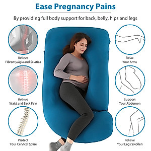 Victostar Pregnancy Pillow,57 inches U Shaped Maternity Pillow with Removable Cover Full Body Pillow Support for Back, HIPS, Legs, Belly (Navy Blue)