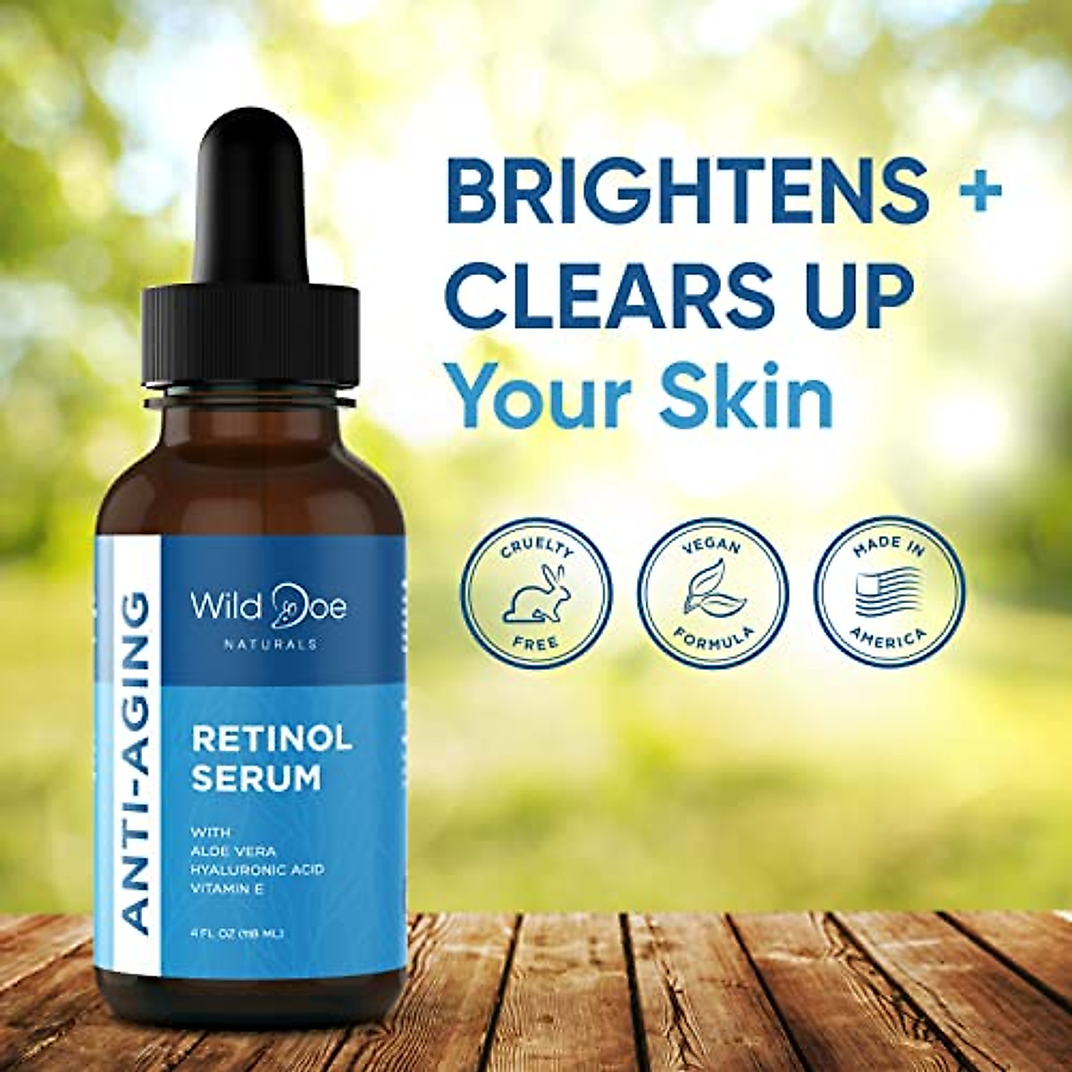 Retinol Serum for Face -Anti Aging Serum & Dark Spot Corrector w/ Hyaluronic Acid, Pure Aloe Vera Gel, Vitamin E Oil For Scars Treatment: Target Lines/Wrinkles, Boost Collagen, Aid Acne Treatment -4oz
