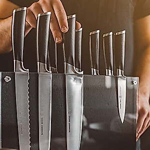 Schmidt Bros. Black Downtown Magnetic Knife Block, Ebony Stained Red Oak Schmidt-22-Series, Up to 18-Piece