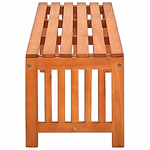 vidaXL 51.2" Weather-Resistant Solid Eucalyptus Wood Patio Bench, Easy-to-Clean Outdoor Garden Furniture with Natural Finish