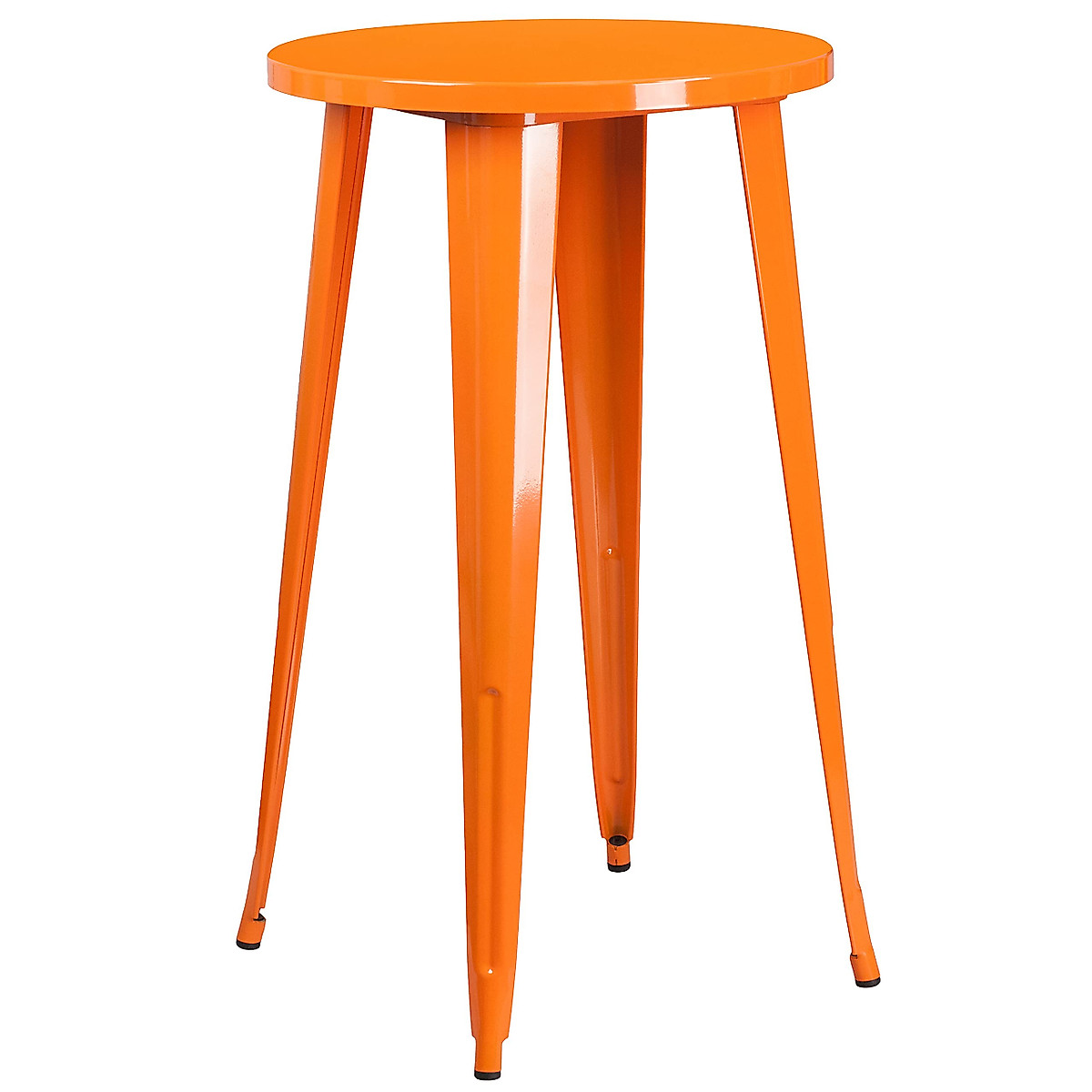 Flash Furniture Commercial Grade 24" Round Orange Metal Indoor-Outdoor Bar Table Set with 2 Square Seat Backless Stools