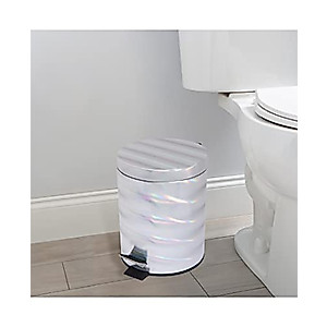 Bath Bliss 2 Pack Holographic Round Step Pedal Trash Can | Step Petal Lid | 8" Rd x 10.4" H| 5 Liters | Small Space Saver