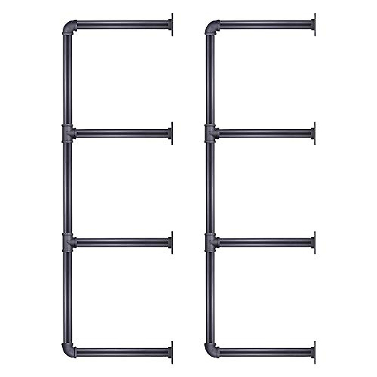 MUZIK 4 Tier Industrial Wall Mount Iron Pipe Shelf, Vintage Industrial Wall Mount Bookshelf Shelving Unit, DIY Open Bookshelf, Shelf Shelves, Kitchen Shelves, 2 Pack 40 Inch, 3/4 Pipe Nipple