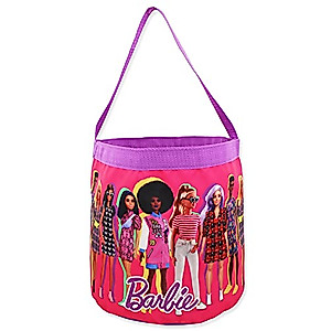 Barbie Collapsible Nylon Basket Bucket Tote Bag (One Size, Pink)