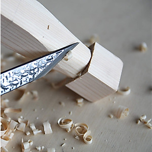 KAKURI Kiridashi Knife 12mm Right Hand for Woodworking, Marking, Scribing, Carving, Whittling, Professional Hand Forged Razor Sharp Japanese Carbon Steel Blade with Hammered Pattern, Made in JAPAN